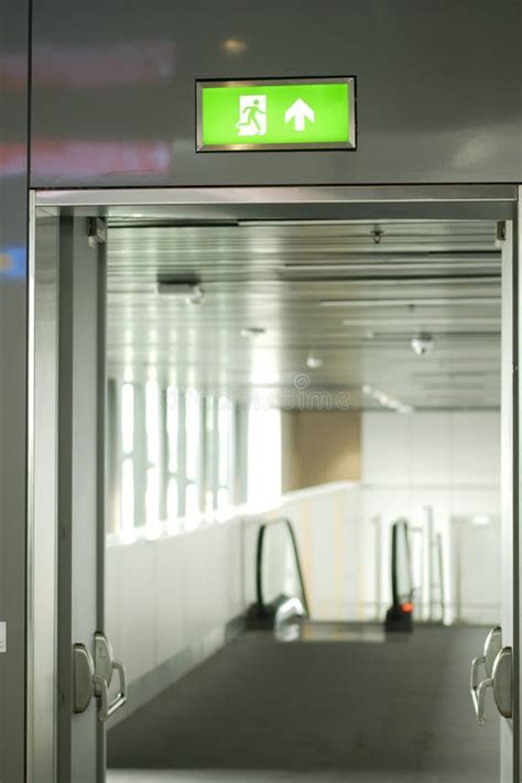 Emergency Exit Door Inside Of A Building At Airport Stock Image Image Of Unknown Night