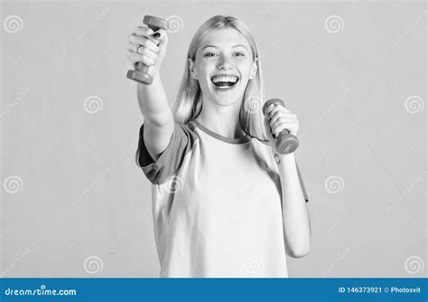 Biceps Exercises For Female Girl Hold Dumbbell Fitness Instructor