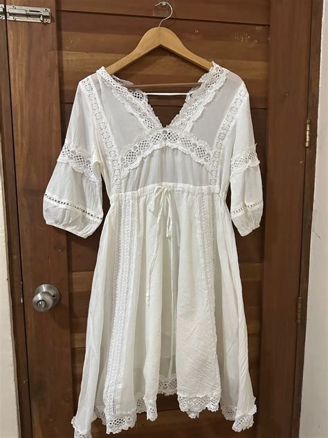 White Eyelet Midi Dress On Carousell