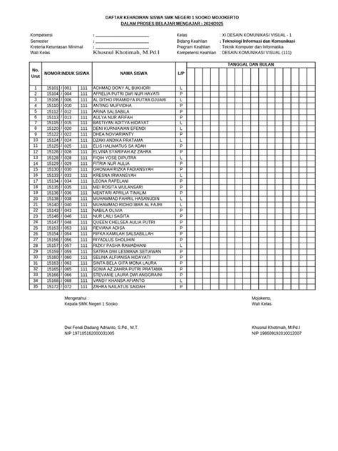 Siswa Tapel 2024 2025 Juli Kelas Xi 1 Pdf