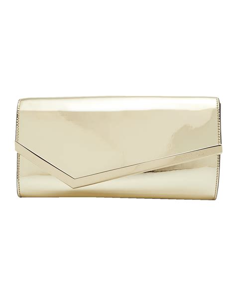 Jimmy Choo Emmie Metallic Leather Clutch Bag Neiman Marcus