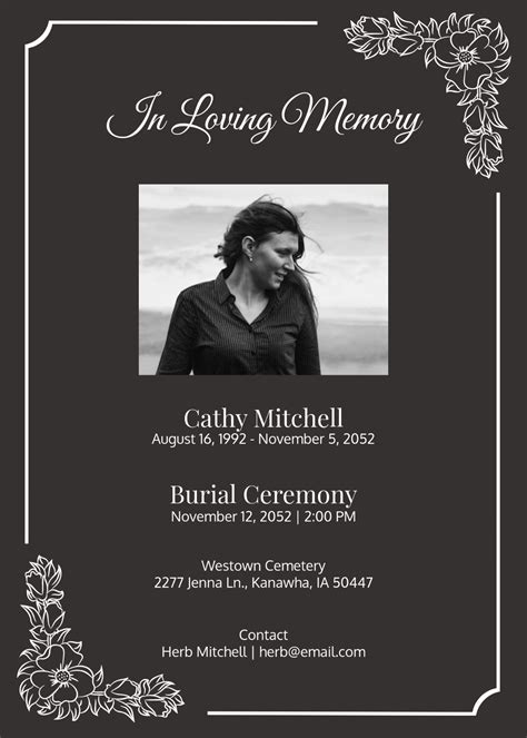 Free Burial Invitation Templates Editable And Printable