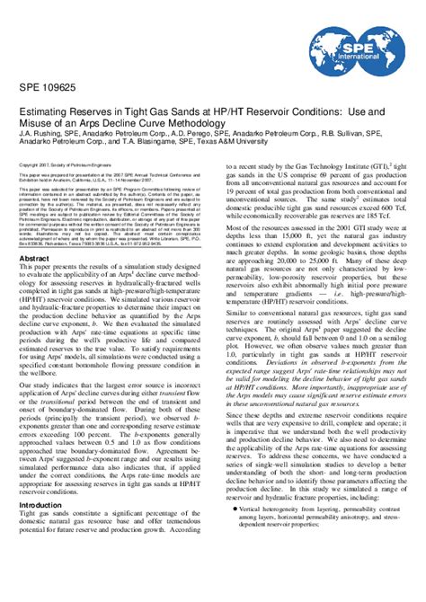 Pdf Estimating Reserves In Tight Gas Sands At Hp Ht Reservoir