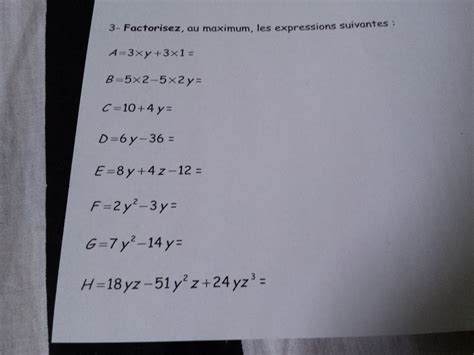 Factoriser Les Expressions Nosdevoirsfr