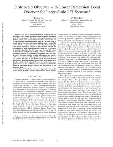 Pdf Distributed Observer With Lower Dimension Local Observer For