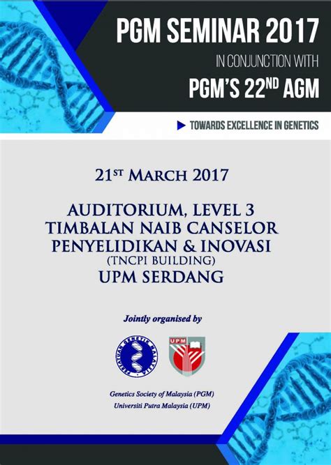 Pgm Seminar 2017 Booklet Persatuan Genetik Malaysia
