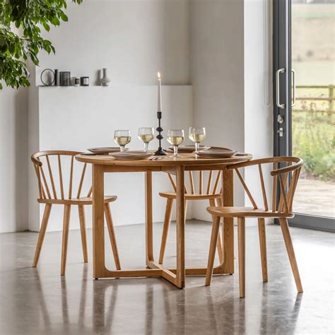 Natural Oak Round Dining Table 110cm Diameter Home Living