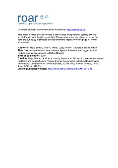 pdf towards an efficient context aware system problems and