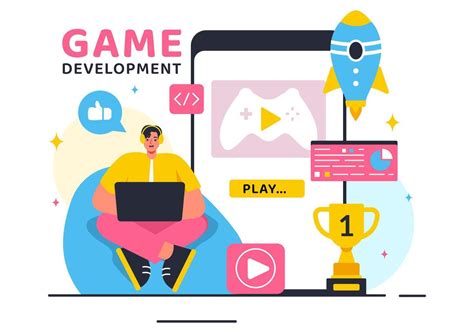 Illustration Of Game Development With Games Digital Technology Programming And Coding In A