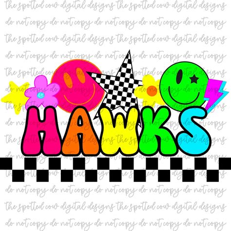 Bright And Colorful Retro Hawks Png Etsy
