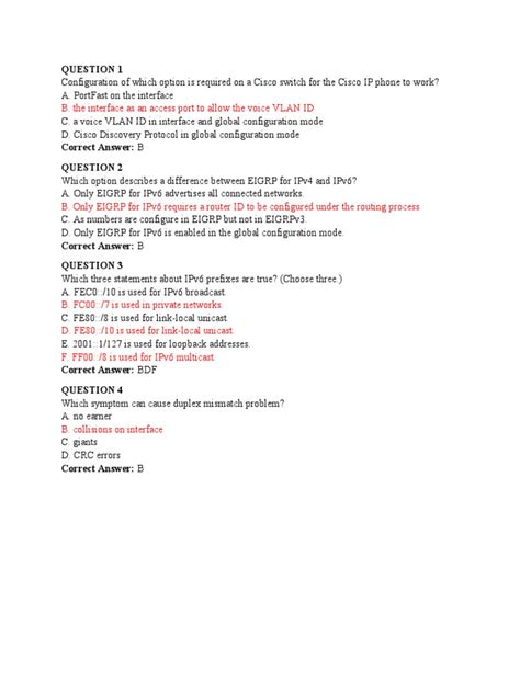 Cisco Ccna Exam Practice Questions And Answers Pdf I Pv6 Router