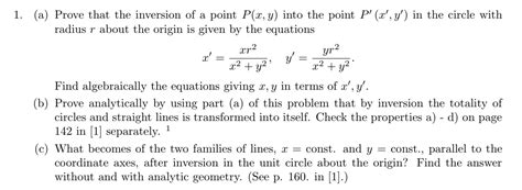 1 A Prove That The Inversion Of A Point Pxy