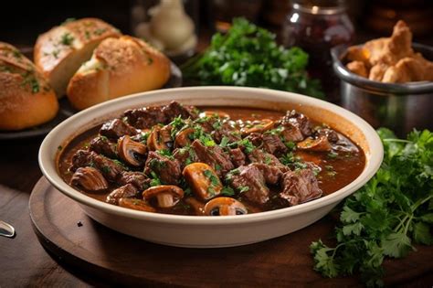 Hearty Beef And Mushroom Stew Premium Ai Generated Image
