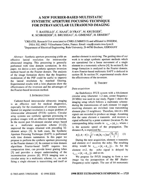 Pdf New Fourier Based Multistatic Synthetic Aperture Focusing