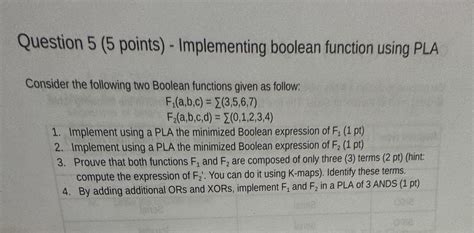 Solved Question 5 5 Points Implementing Boolean Chegg