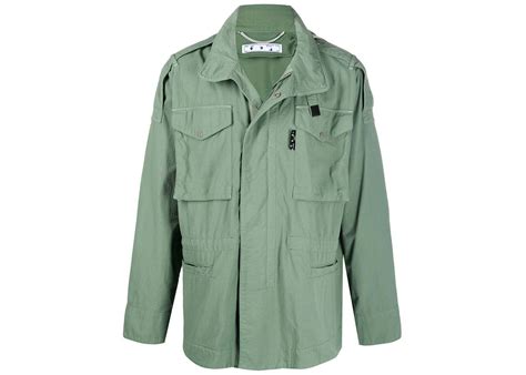 Off White Arrows Logo Field Jacket Green Mens Us