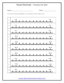 Visualizing Decimals Worksheets