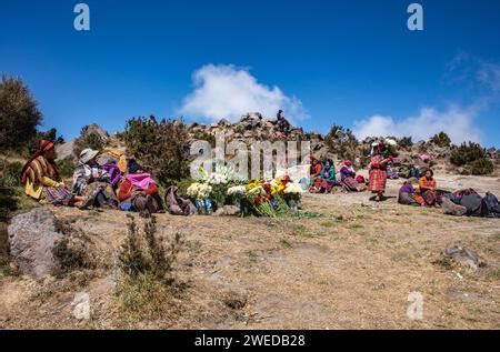 Mayan Worship Ceremony On Top Of Santa Maria Volcano Quetzaltenango