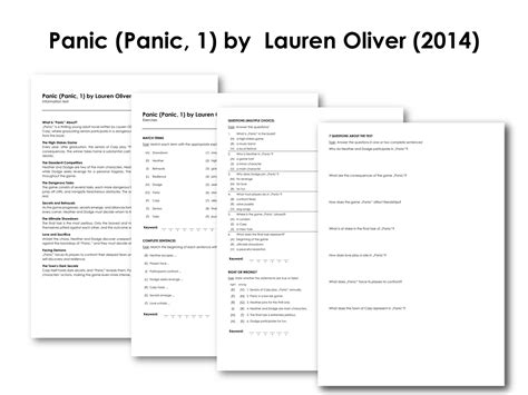 Panic Panic 1 By Lauren Oliver 2014 Made By Teachers
