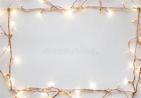 Copper Wire String Lights Frame On White Background Stock Illustration Illustration Of Square