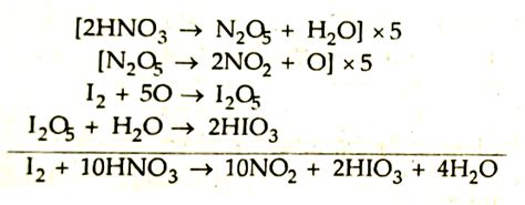 A आयोडीन को सांद्र Hno3 के साथ गर्म करते हैं B कैल्सियम फॉर्मेट को कैल्सियम ऐसीटेट के साथ