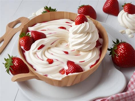 Premium Ai Image Whirling Milk Cream With Strawberries Generated By Ai