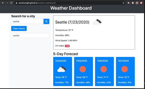 Github Sarahcowgill Weather Dashboard