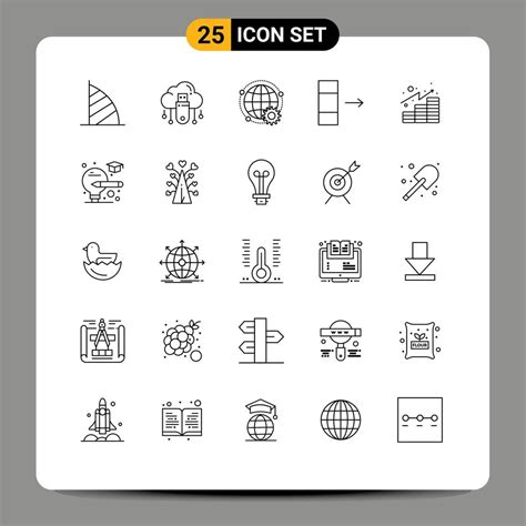 User Interface Pack Of 25 Basic Lines Of Export Column Cloud Multiplayer World Editable Vector