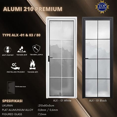 Jual PINTU KAMAR MANDI FULL SET ANTI PECAH ALUMI PREMIUM ALX 210x80