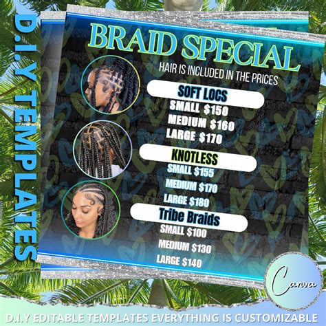 Braids Specials Flyer Diy Flyer Template Design Braids Appointment