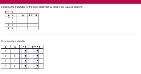 Solved Complete The Truth Table For The Given Statement By Chegg Com