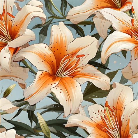 Anime Lily Flower Pattern Premium Ai Generated Image