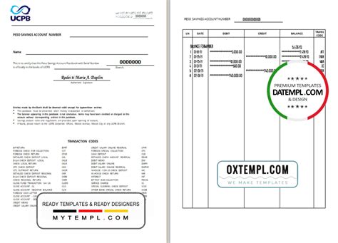 Editable Template Philippines The United Coconut Planters Bank Ucpb Passbook Template In Xls