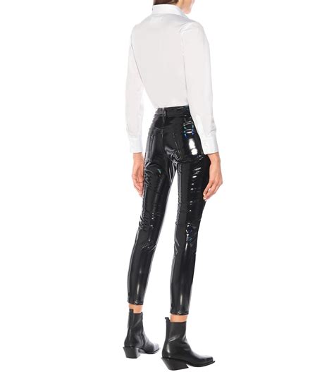 High Rise Skinny PVC Pants In Black Junya Watanabe Mytheresa