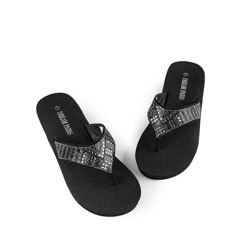 Dream Pairs Womens Rhinestone Platform Wedge Flip Flops Summer Beach