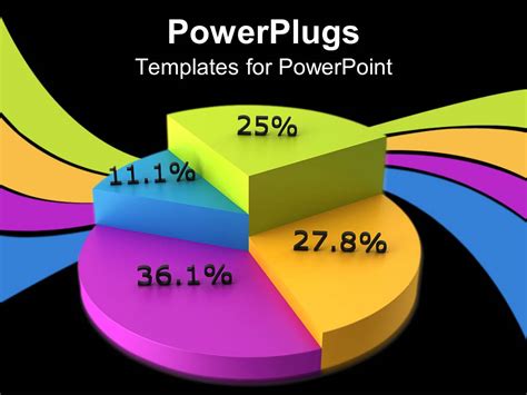 PowerPoint Template Colorful Pie Chart Displaying Percents Purple