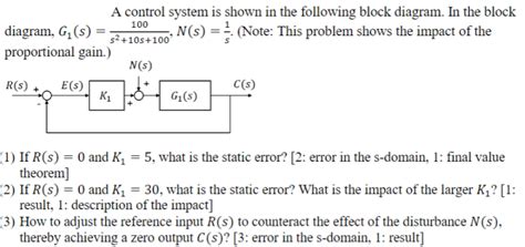 solved a control system is ﻿shown in ﻿the following block