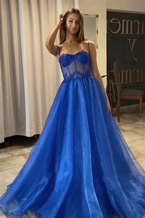 Dark Blue Strapless Prom Dresses