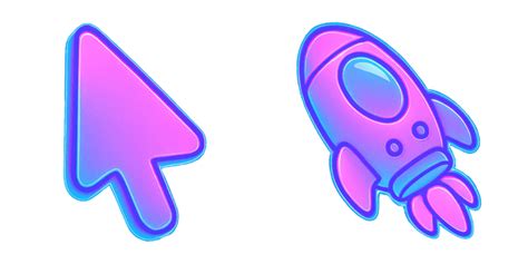 Neon Gradient Arrow And Rocket Cursor Sweezy Custom Cursors