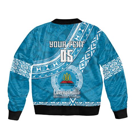 Custom Lavengamalie College Sleeve Zip Bomber Jacket Tongan Kupesi