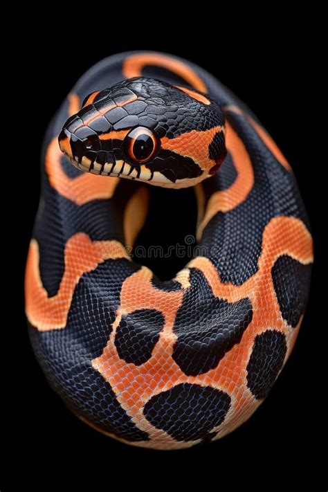 Vivid Orange And Black Python Coiled In A Captivating Pose Against A