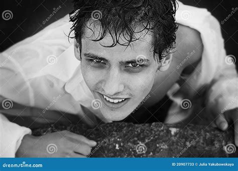 Young Man With Passionate Look Smiling Stock Image Image Of Passion