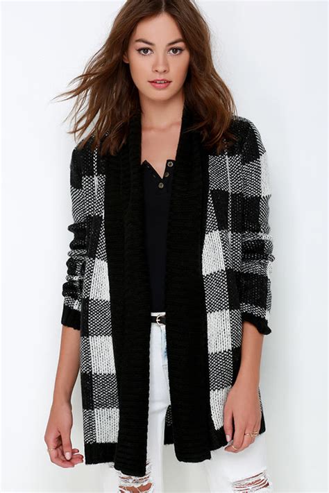 Bb Dakota Jalen Black And White Sweater Plaid Sweater Plaid