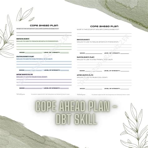 Cope Ahead Plan Coping Skills And Stress Prep Worksheet Printable Etsy