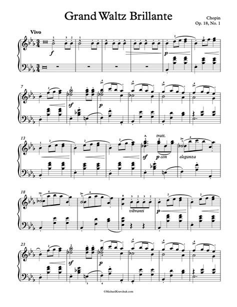 Free Piano Sheet Music Waltz Op 18 No 1 Chopin Michael Kravchuk