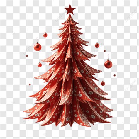 휴일 전통을 축하하는 반짝이는 장식이 있는 빨간 크리스마스 트리 빛나는 장식이 있는 빨간 크리스마스 트리 명절 전통을 축하하다 크리스마스 트리 Png 일러스트 및