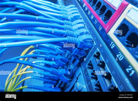 Network Switch And Ethernet Cables Data Center Concept Stock Photo Alamy