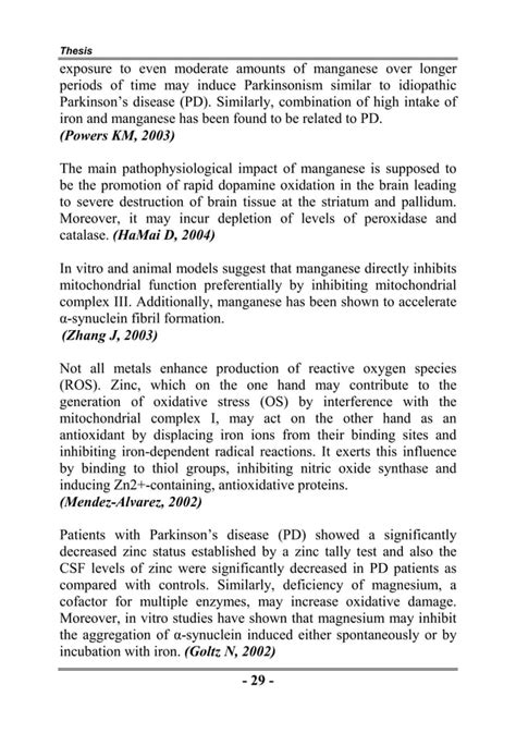 Thesis Section Role Of Oxidative Stress In The Pathogenesis Of
