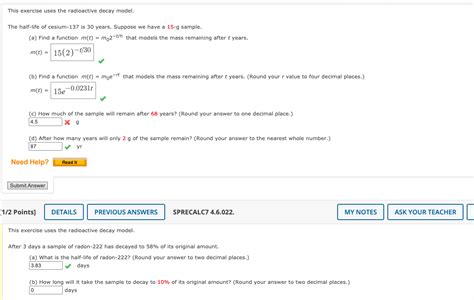 Solved This Exercise Uses The Radioactive Decay Model The Chegg