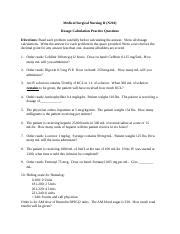 Dosage Calculation Practice Questions For Medical Surgical Course Hero